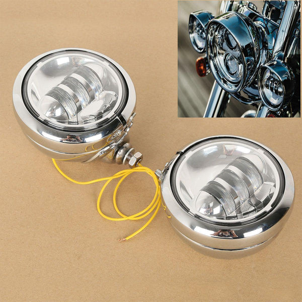 TCMT 4.5" Chrome LED Auxiliary Passing Lights Lamp Fit For Harley Touring